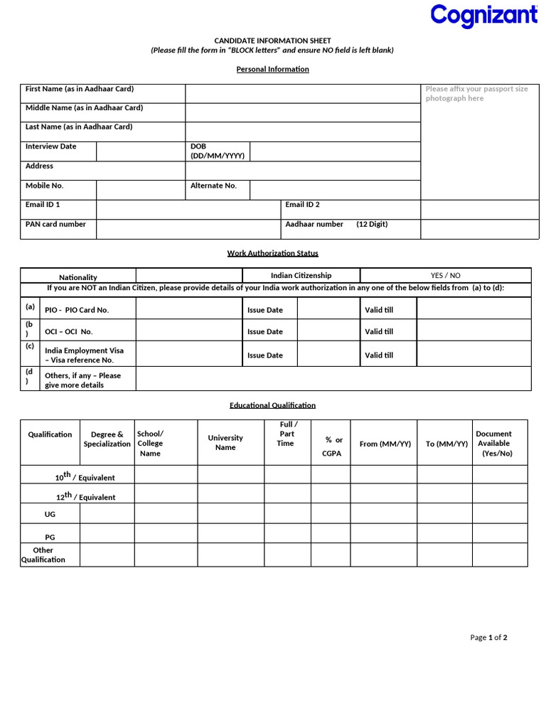 Candidate Information Sheet | PDF | International Law | Government And Personhood