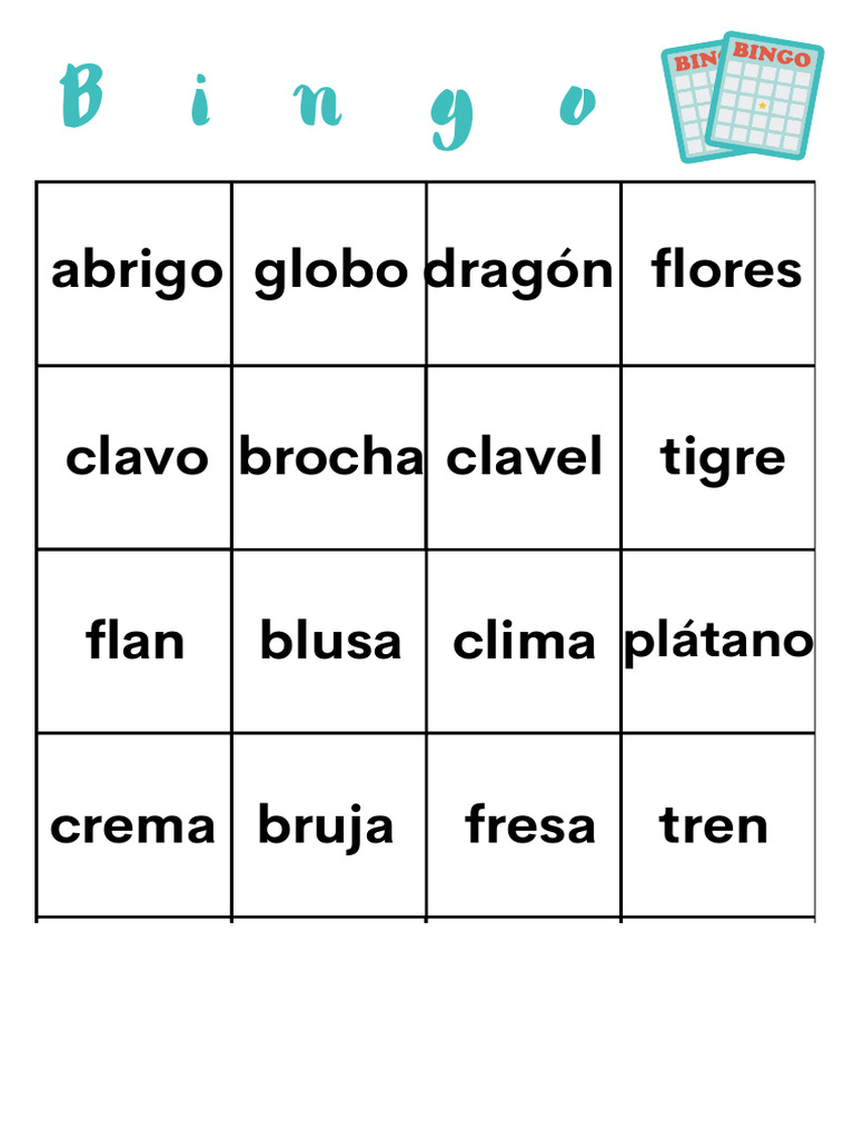 Bingo Grupos Consonánticos | PDF | Fruta | Reproducción de plantas