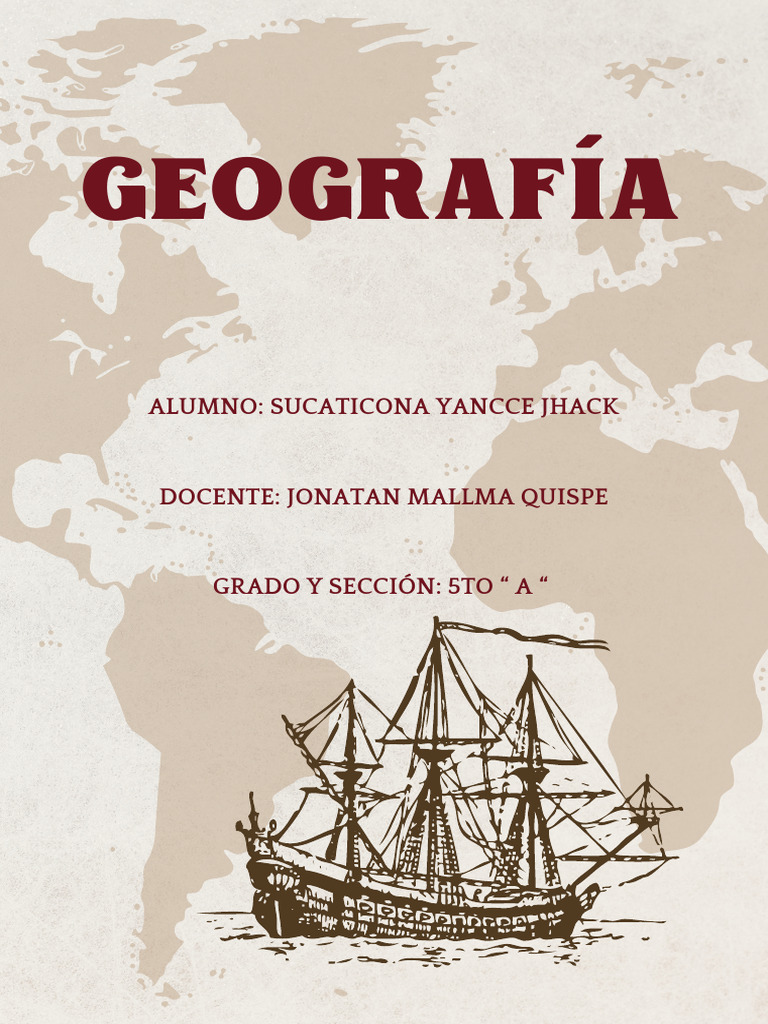 Brown Vintage Geography Map Project Cover A4 Document | PDF