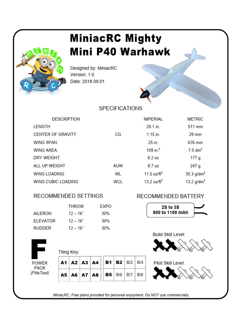 MiniacRC Mighty Mini P40 | PDF | Spar (Aeronautics) | Aerospace Engineering