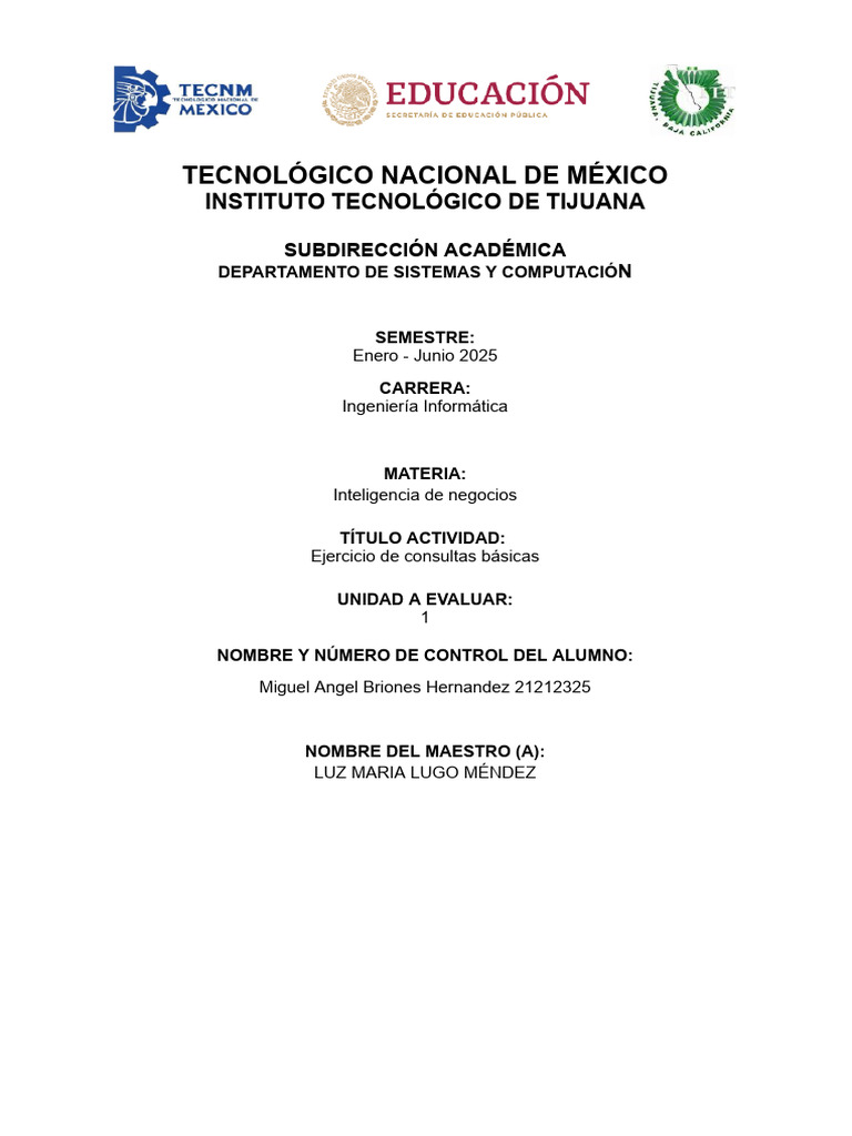 Ejercicio Consultas Básicas | PDF | Tecnologías de la información ...