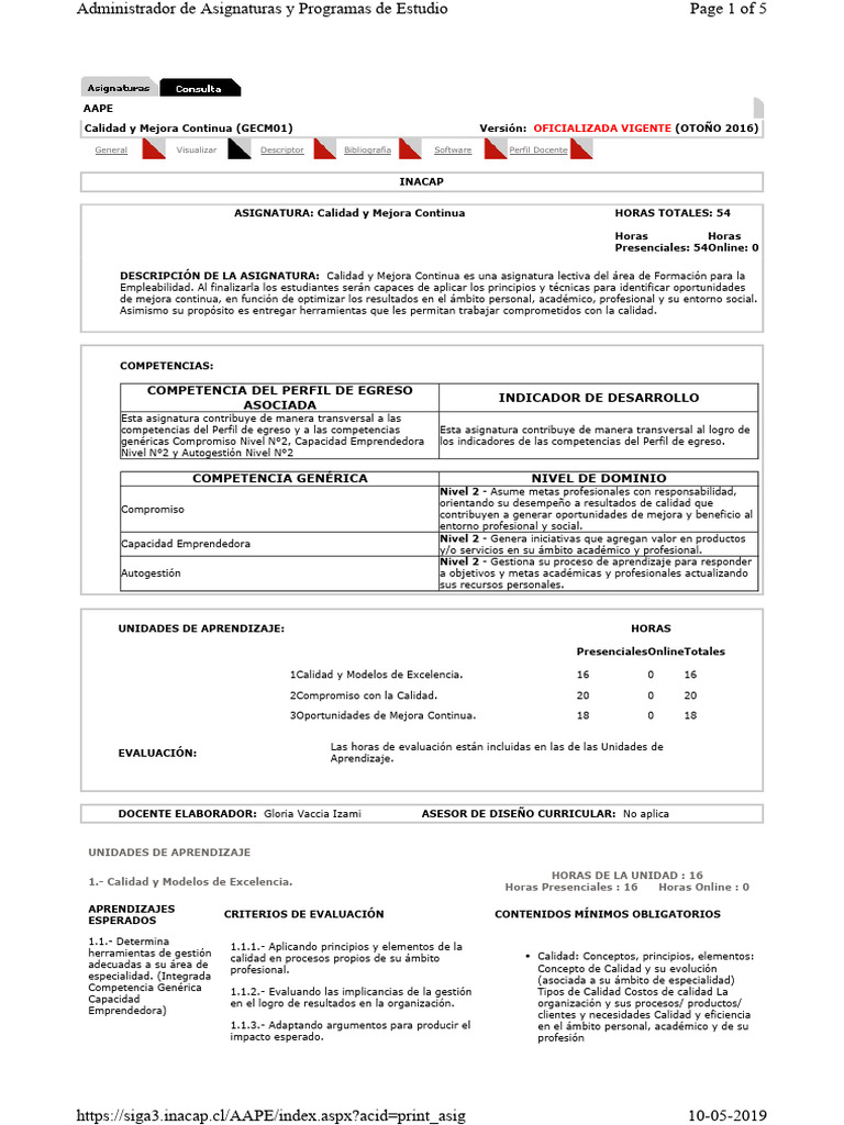 Descriptor Calidad y mejora continua | PDF | Evaluación | Calidad (comercial)