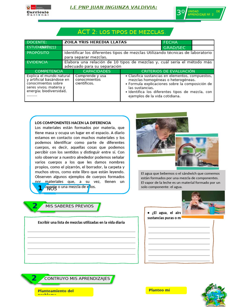 B3º ACT 2-CYT-U2 | PDF | Mezcla | Cromatografía