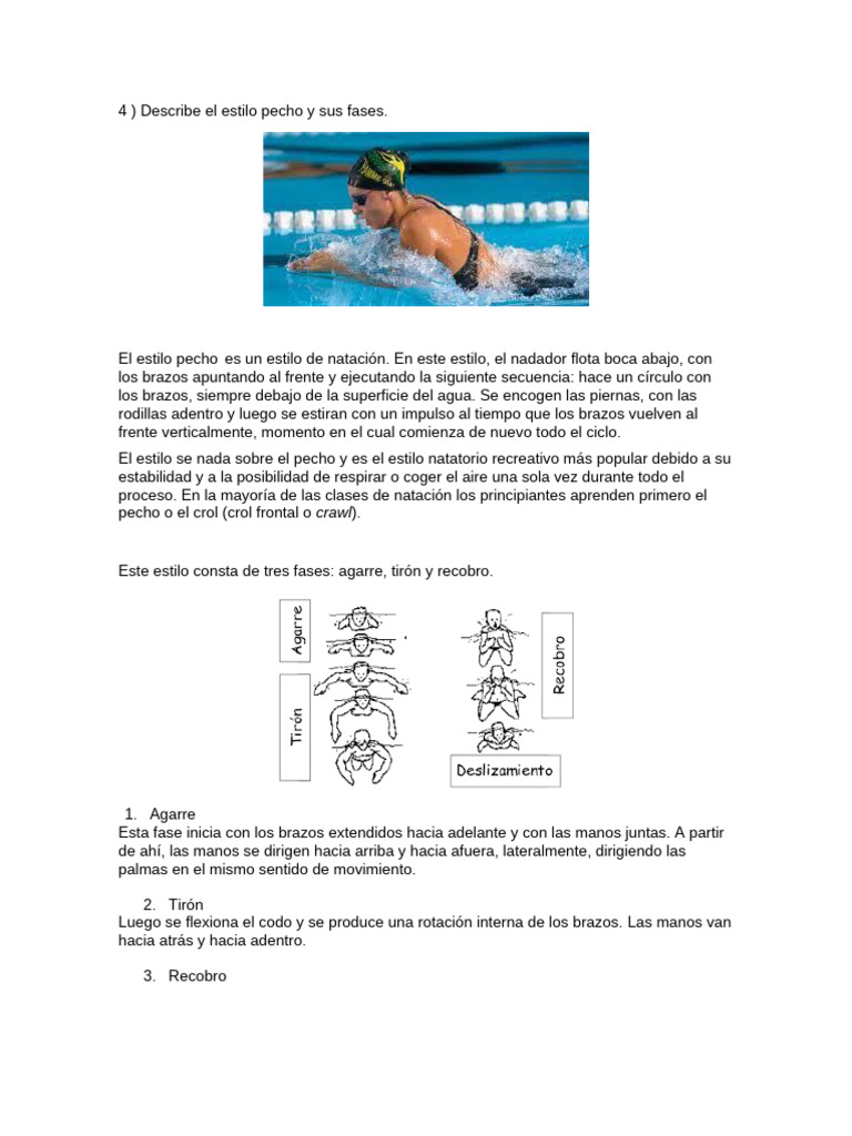 Fases y errores del estilo pecho en natación | PDF | Deportes atléticos