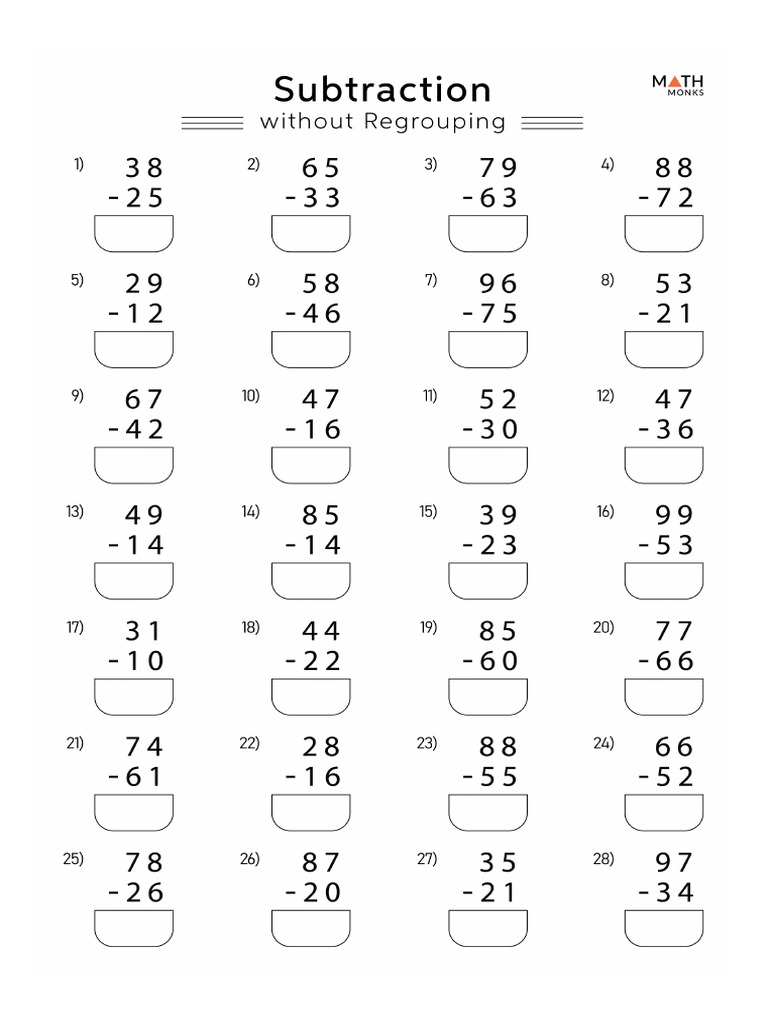Subtraction-without-Regrouping-Worksheet | PDF