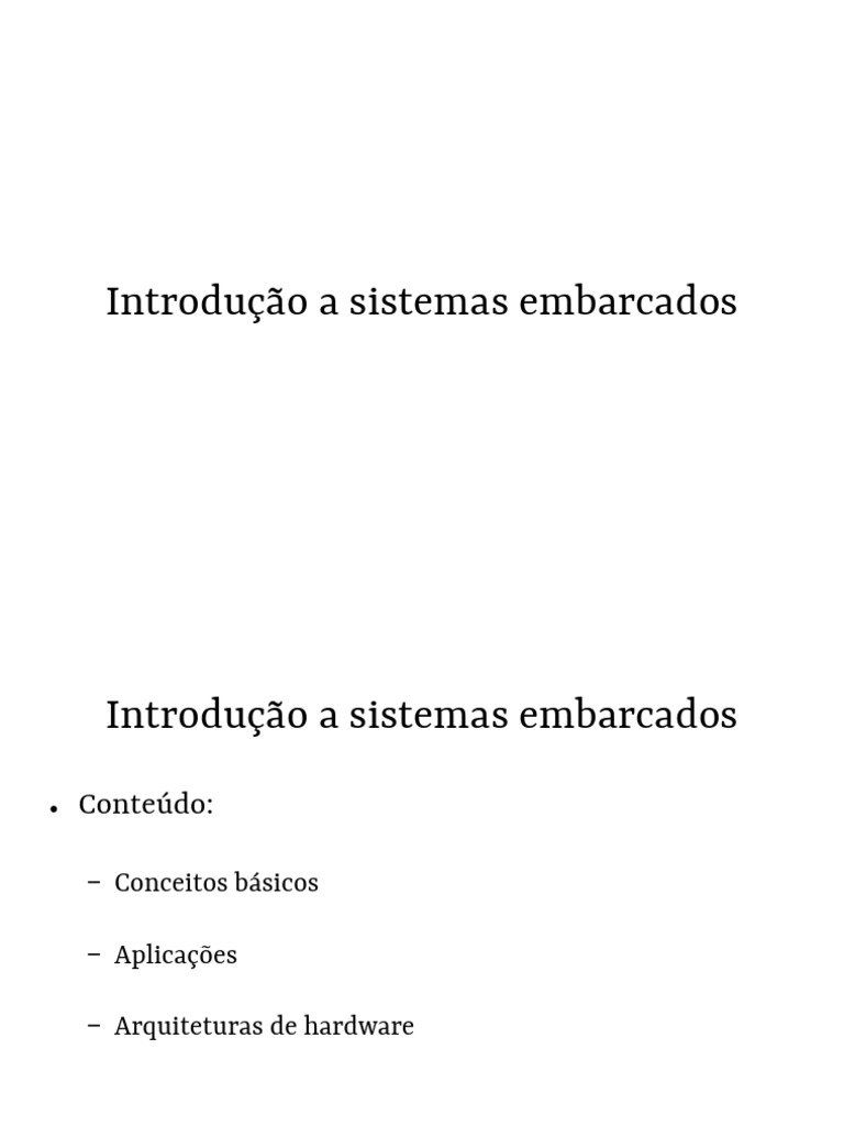 Aula Sistemas Embarcados | PDF | Sistema embarcado | Arquitetura de ...