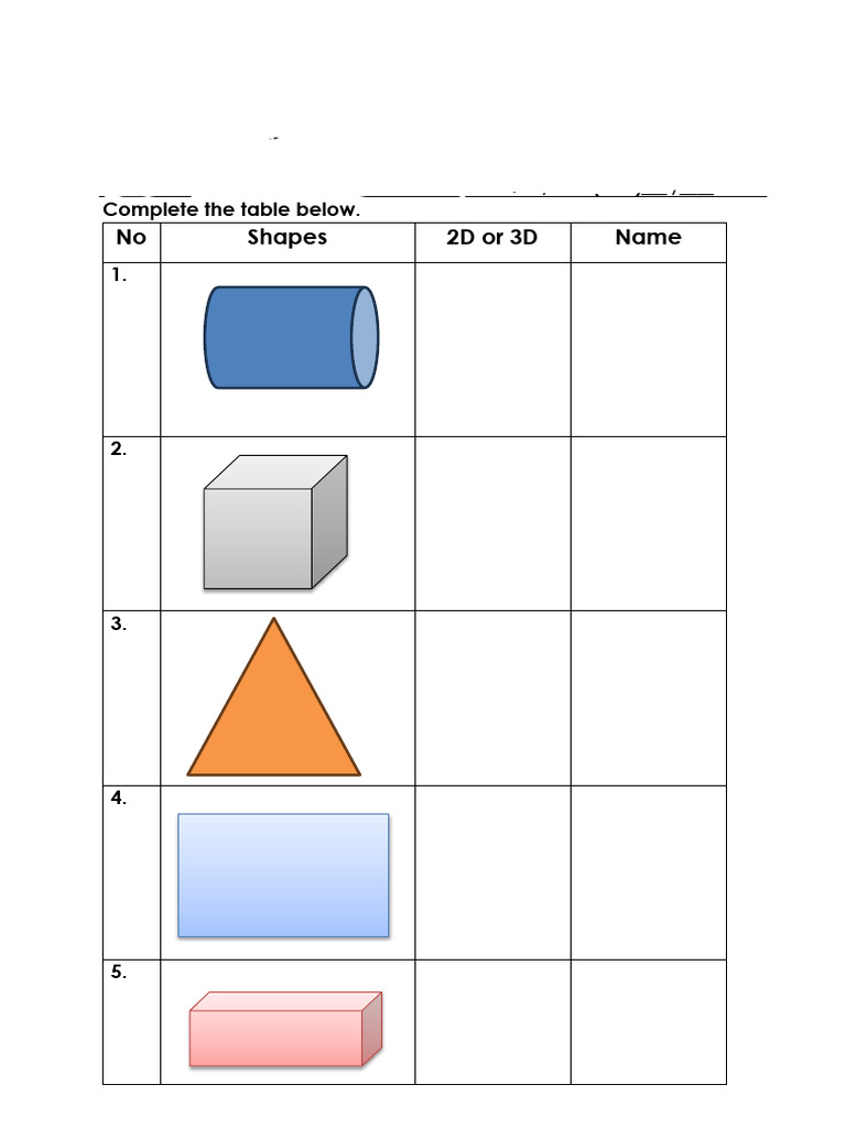 P1 SDK6 - 2D Shape and 3D Shape (Formative Assessment 2023-2024) | PDF