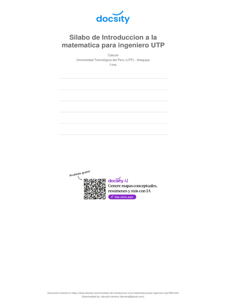 Silabo de Introduccion A La Matematica para Ingeniero Utp | PDF | Ingeniería | Integral
