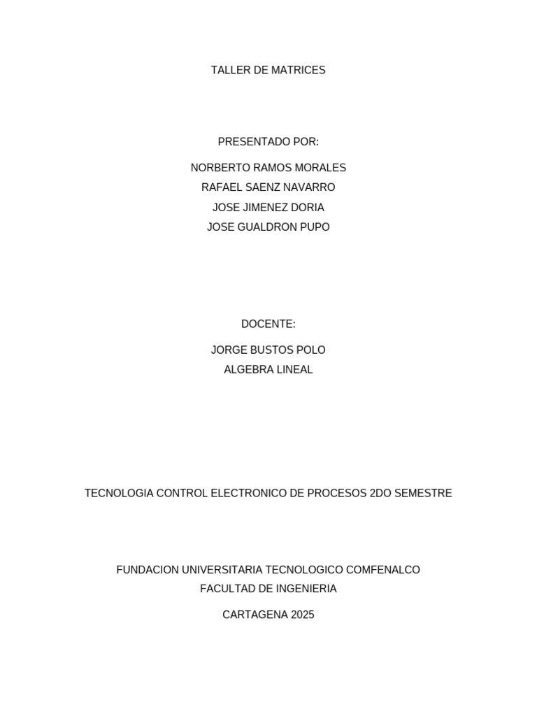 Taller de Matrices | PDF