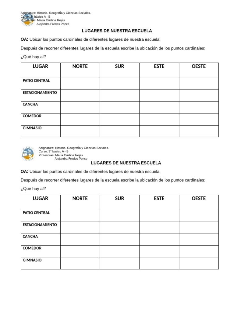 Ubicación de Lugares en la Escuela | PDF