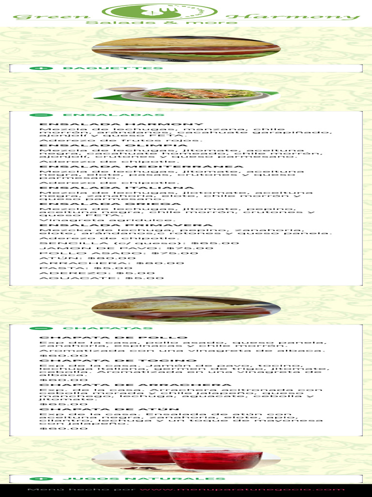 GREEN HARMONY SALADS - Menú para Tu Negocio | PDF
