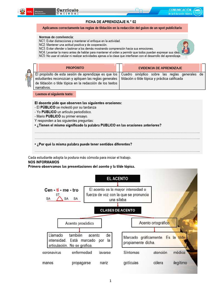 Ficha-Acentuación y tilde Tópica_5° | PDF