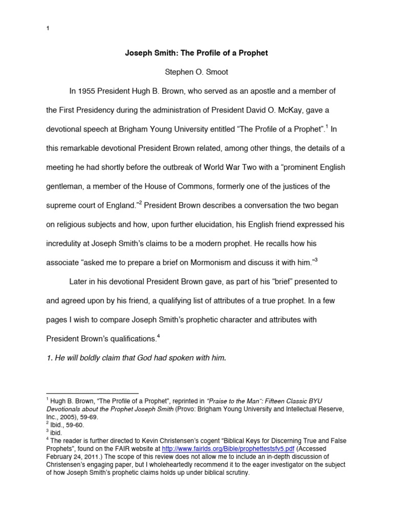 Profile of A Prophet Smoot | PDF | Joseph Smith | Prophecy