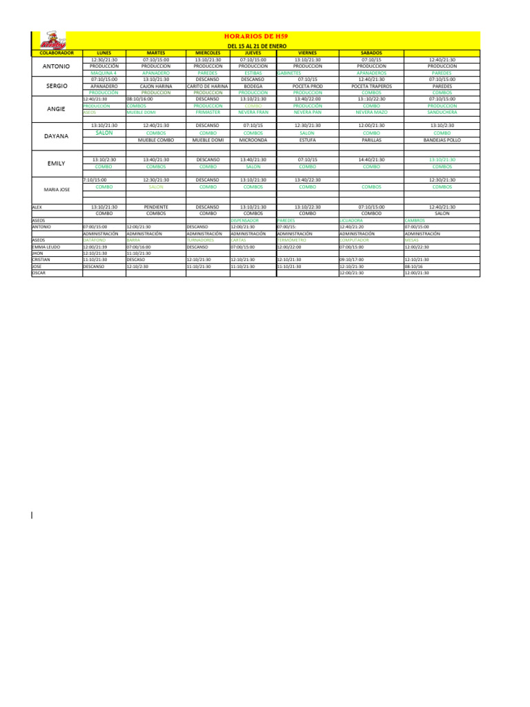 Horarios de H59 | PDF