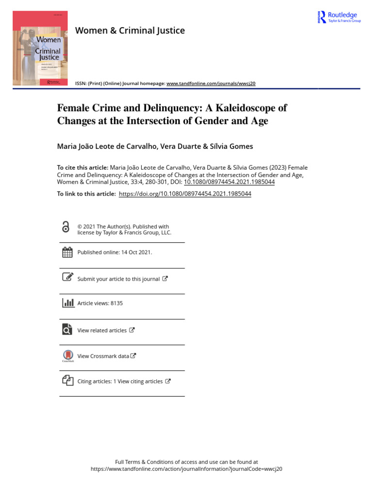 Female Crime and Delinquency A Kaleidoscope of Changes at The ...