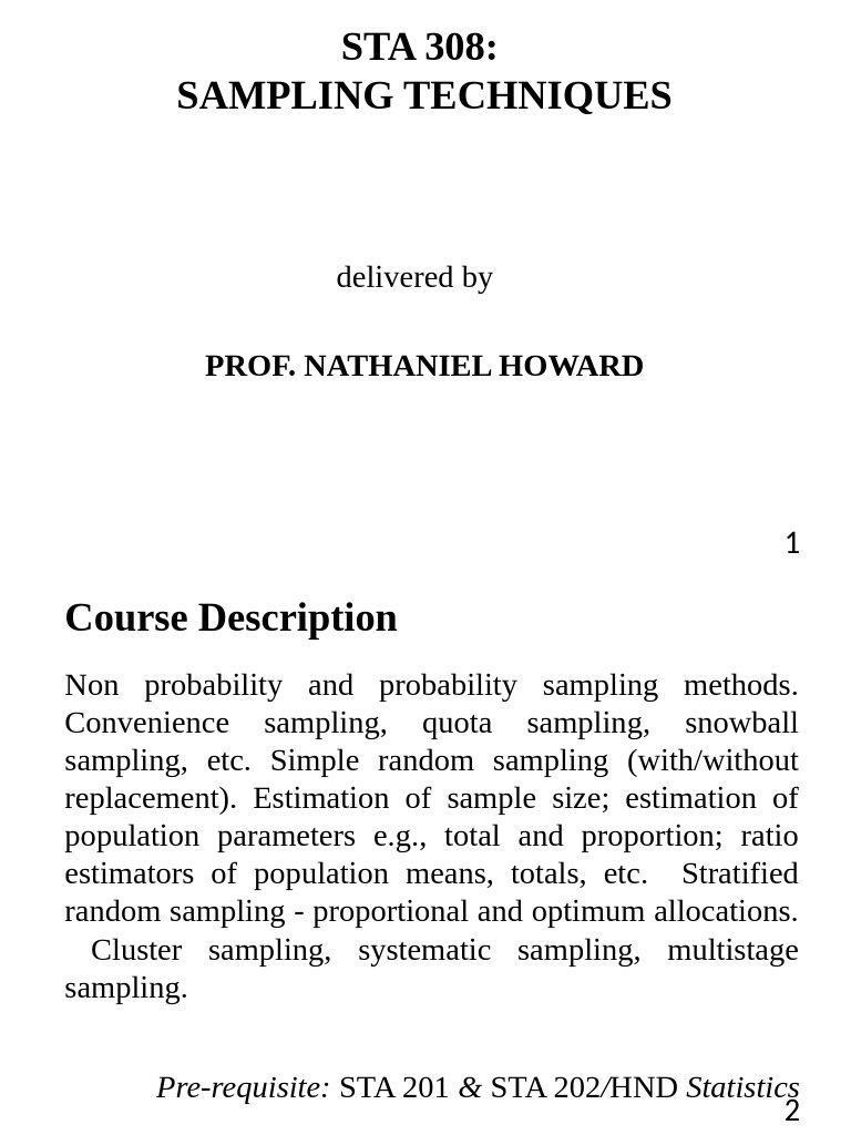 STA 308 Lecture Notes | PDF | Sampling (Statistics) | Confidence Interval