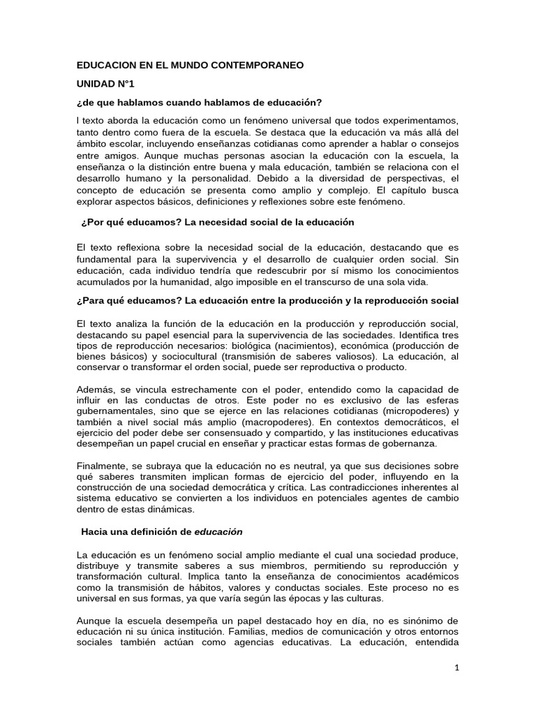 Educacion en El Mundo Contemporaneo | PDF | John Dewey | Educación en ...