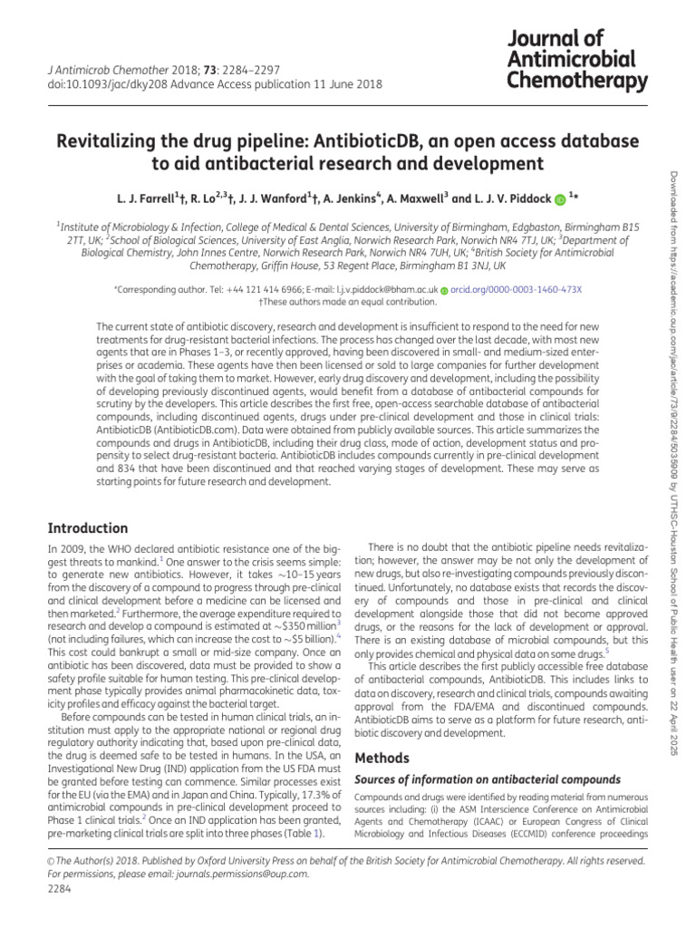 AntibioticDB: Open Access Antibacterial Database | PDF | Staphylococcus ...