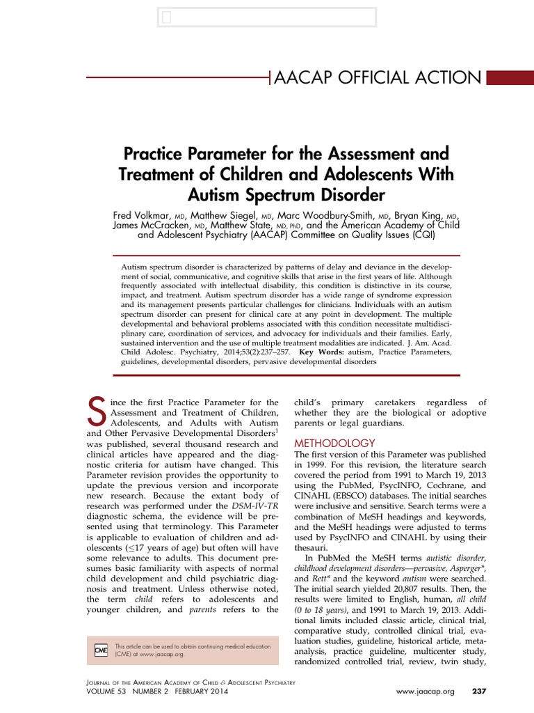 AACAP Autism Spectrum Disorder Guidelines | PDF | Autism | Asperger ...