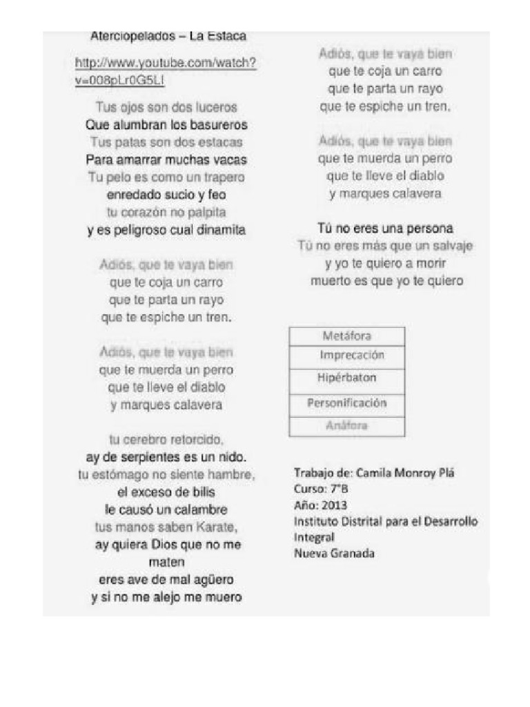 La Estaca Analizar Cancion BN | PDF