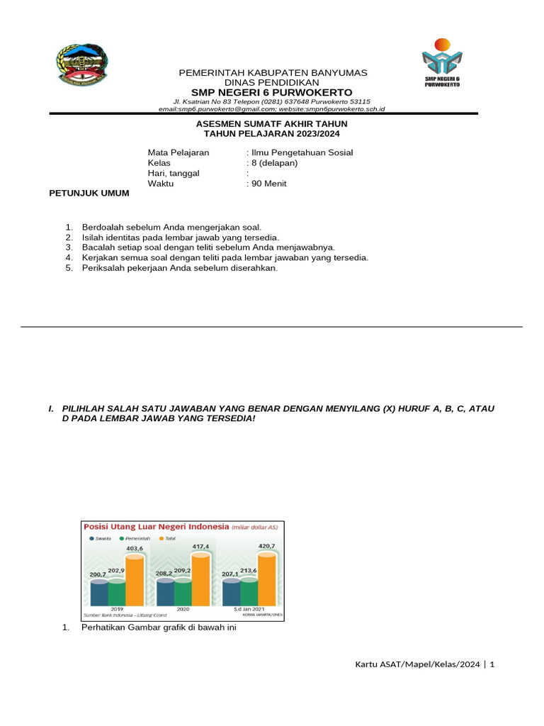 FORMAT SOAL ASAT IPS Kelas 8 24 | PDF