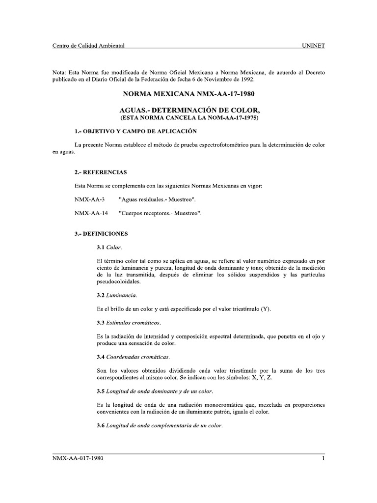 2.5. NMX-AA-017-1980 (Determinación de Color) | PDF