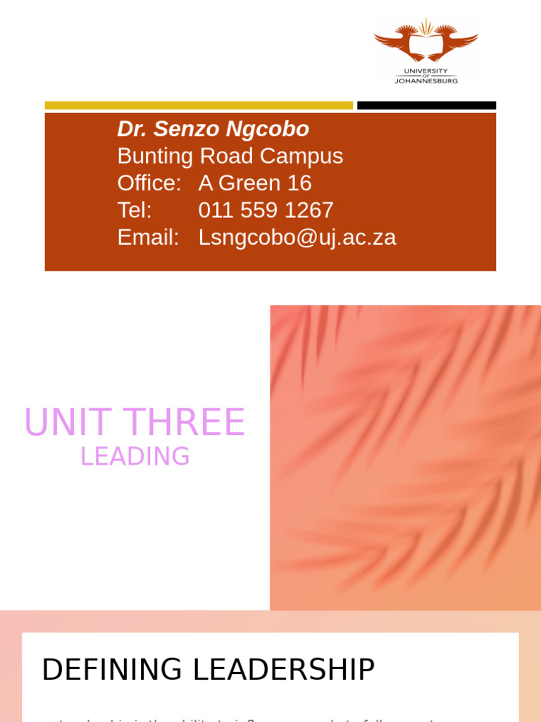 3 Unit Three (Leading) | PDF | Leadership | Business