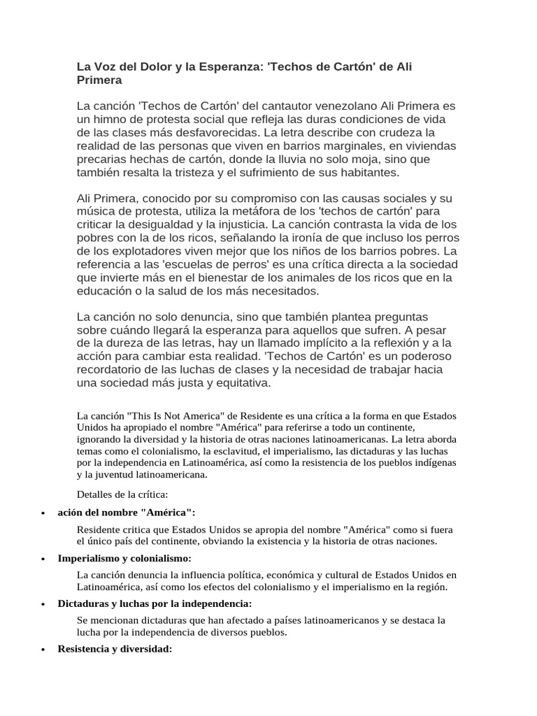 Analisis de Castellano Cancion | PDF | America latina | Imperialismo
