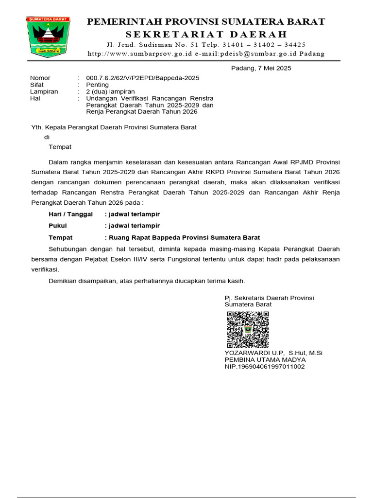 Undangan Verifikasi Renstra & Renja 2026 | PDF