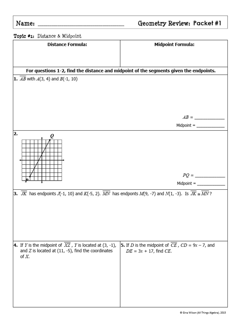 Geometry+Final+Review+(Distance+and+Midpoint+Formulas) | PDF