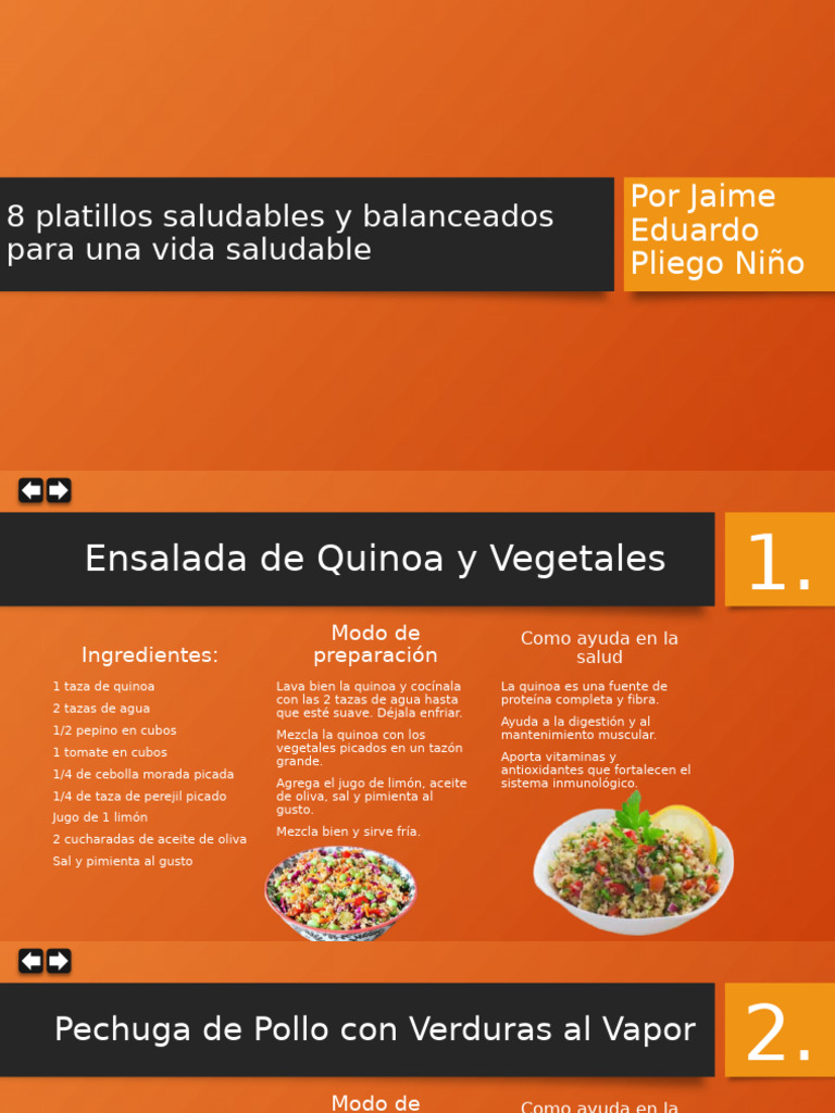 8 Platillos Saludables y Balanceados para Una Vida | PDF | Vegetales | Cocinando