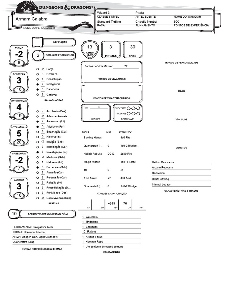 Armara Calabra - Roll20 Characters | PDF