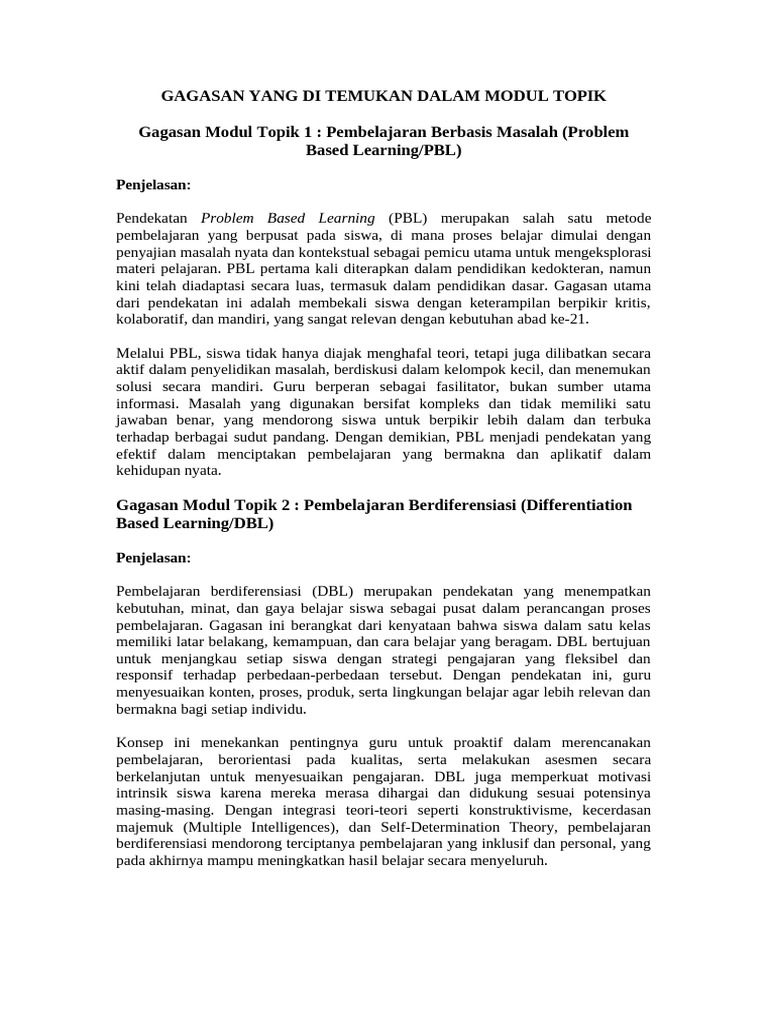 Gagasan Yang Di Temukan Dalam Modul | PDF