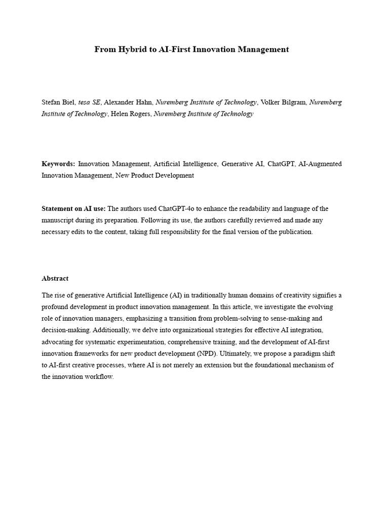 From Hybrid To AI-First Innovation Management | PDF | Artificial ...