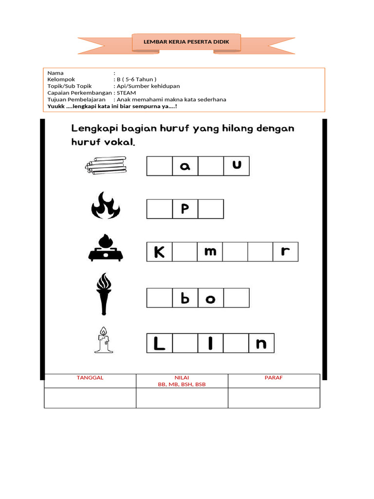 LK melengkapi huruf | PDF