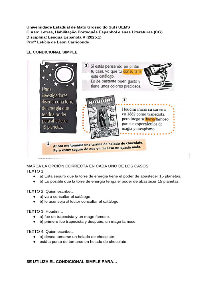 Aula - Condicional Simple | PDF