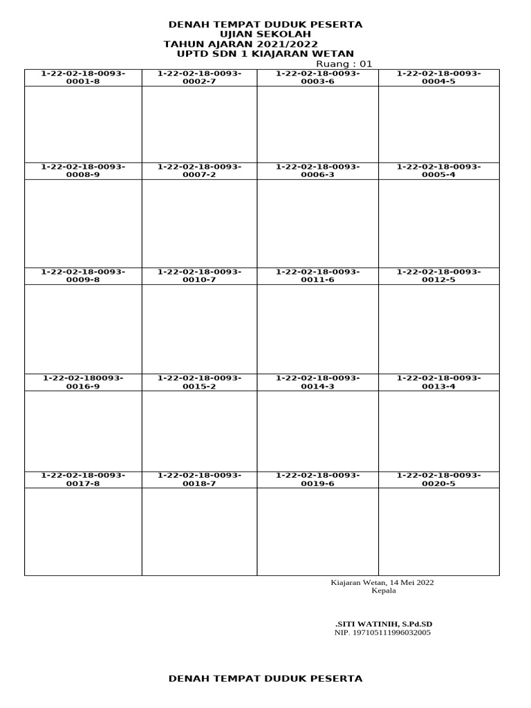 Denah Tempat Duduk Peserta | PDF