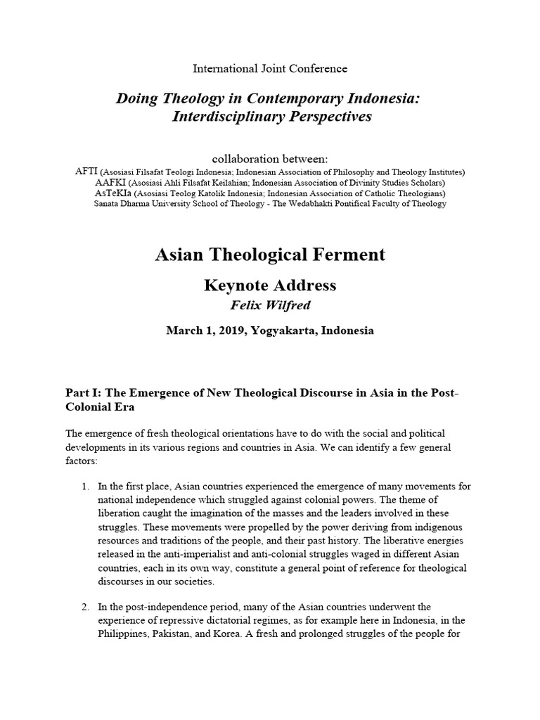 Keynotes Felix Wilfred | PDF | Religious Pluralism | Theology