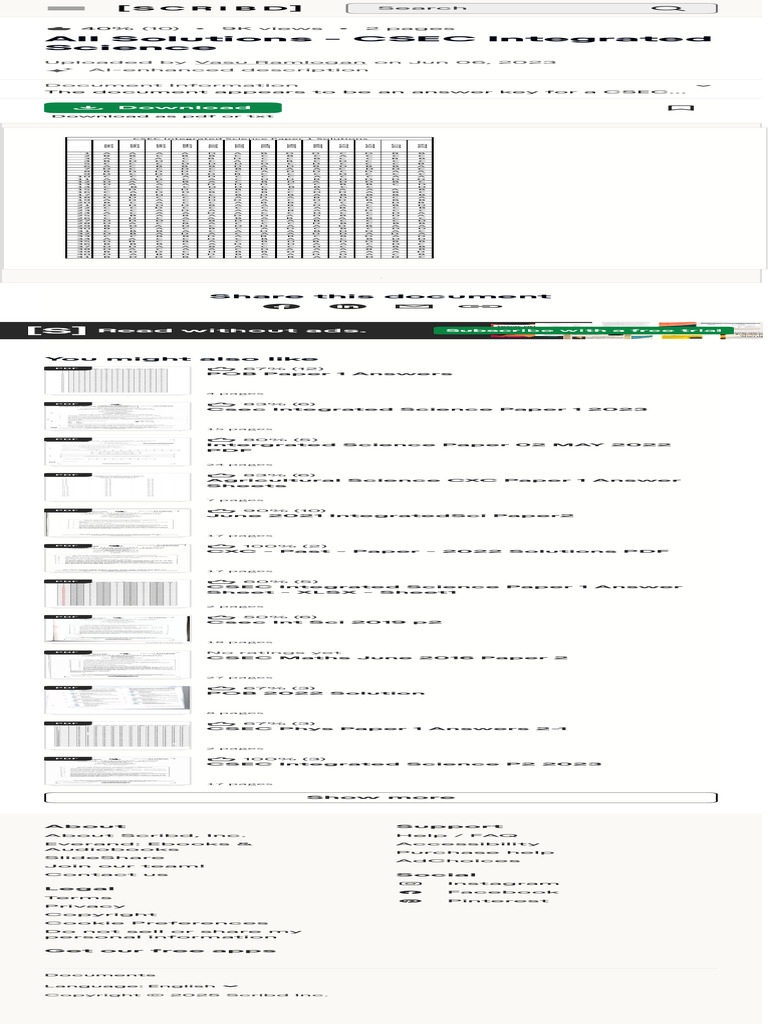CSEC Integrated Science Paper 1 Answers | PDF | Scribd | Digital Technology