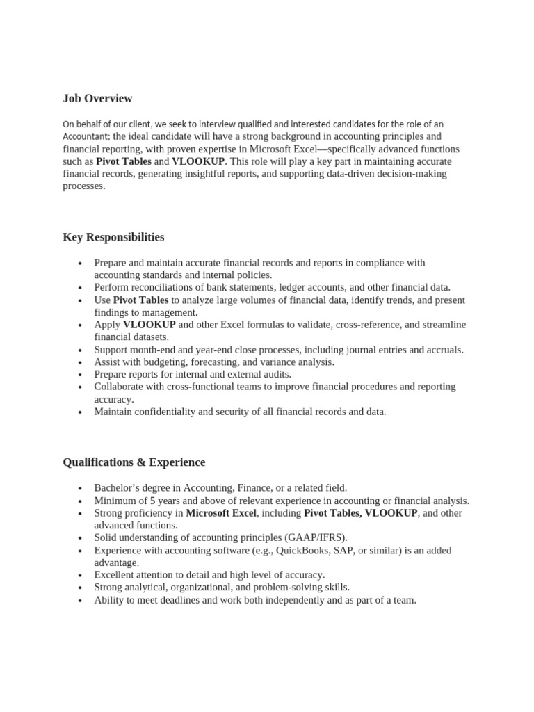 Accountant Job Advertisement Sample | PDF