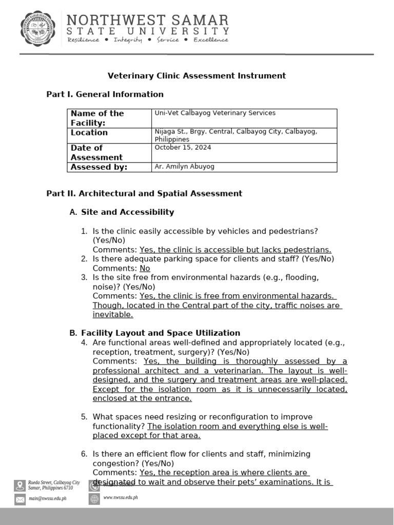 Veterinary Clinic Assessment Instrument | PDF | Waste Management ...