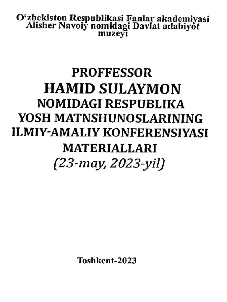 Maqola (Hamid Sulaymon 2023) | PDF