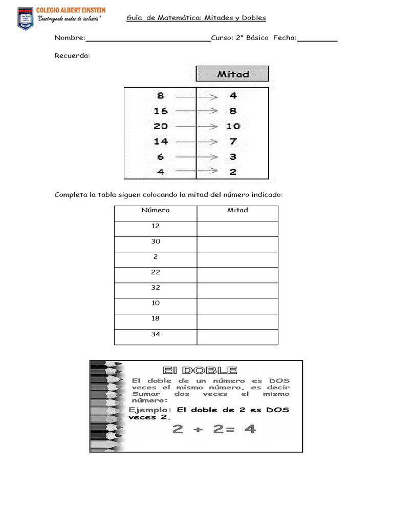 Martes 13 Matemática - Mitades y Dobles | PDF