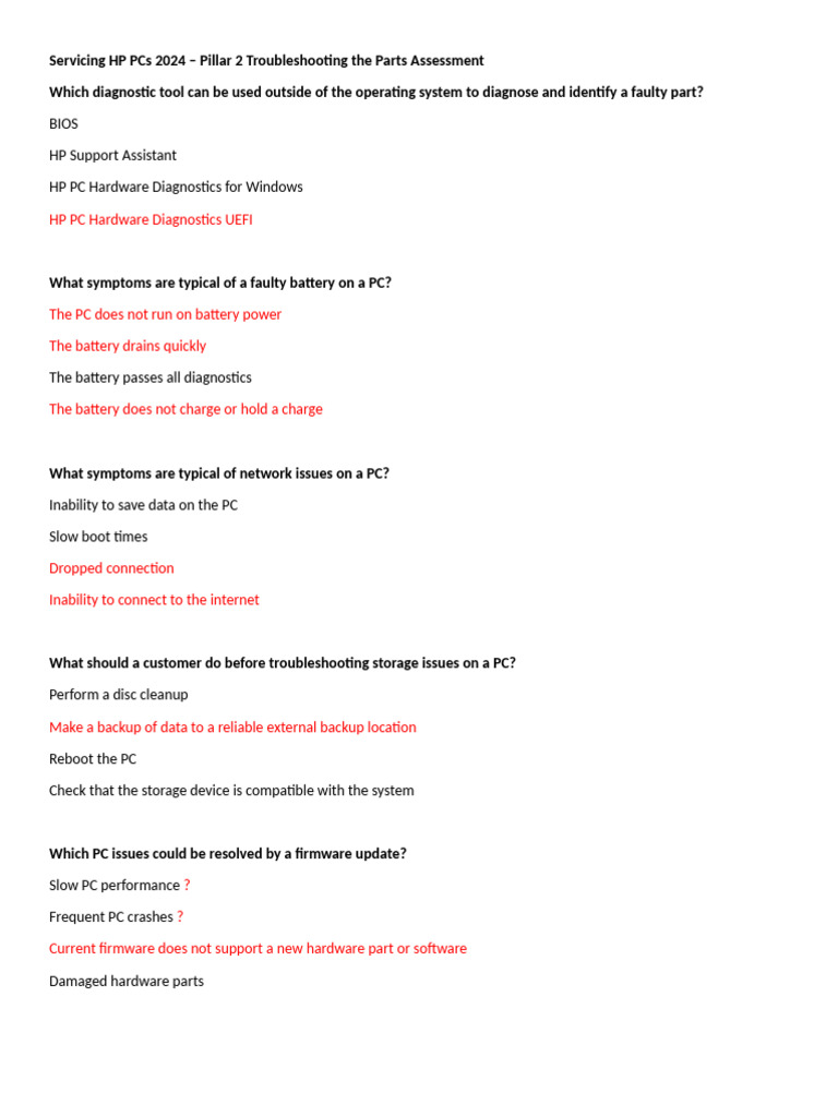 Troubleshooting HP PCs: Parts Assessment 2024 | PDF | Usb | Personal Computers