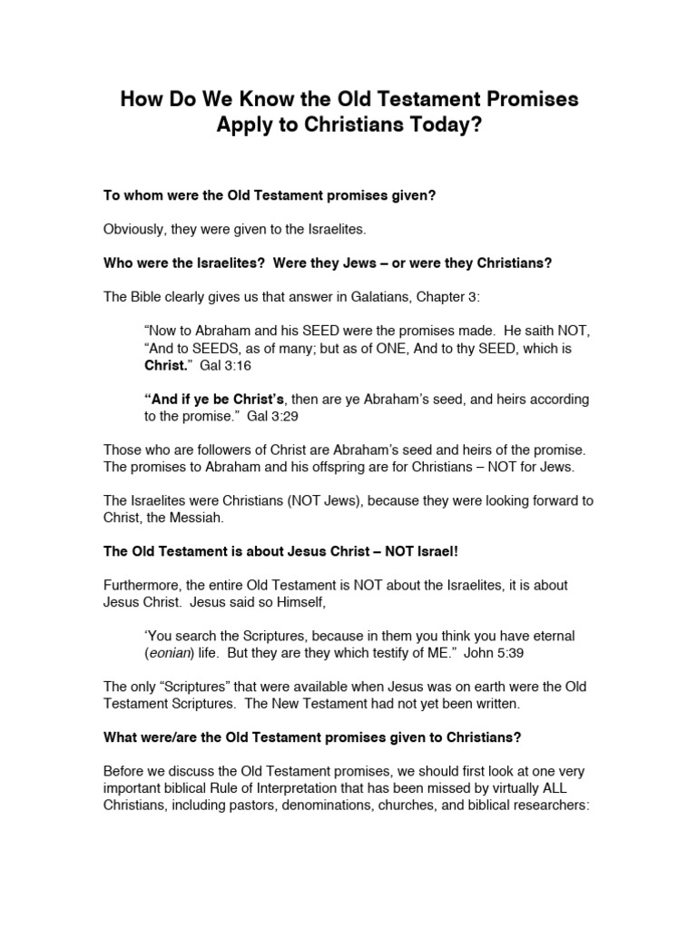 Old Testament Promises for Christians | PDF | Jesus | Religious Belief ...