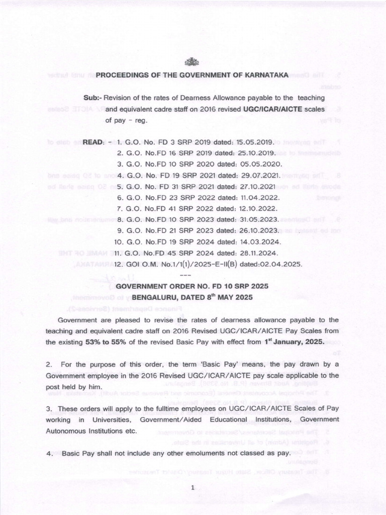 FD 10 SRP 2025 - Ugc Da 8-5-2025 Eng | PDF | Government