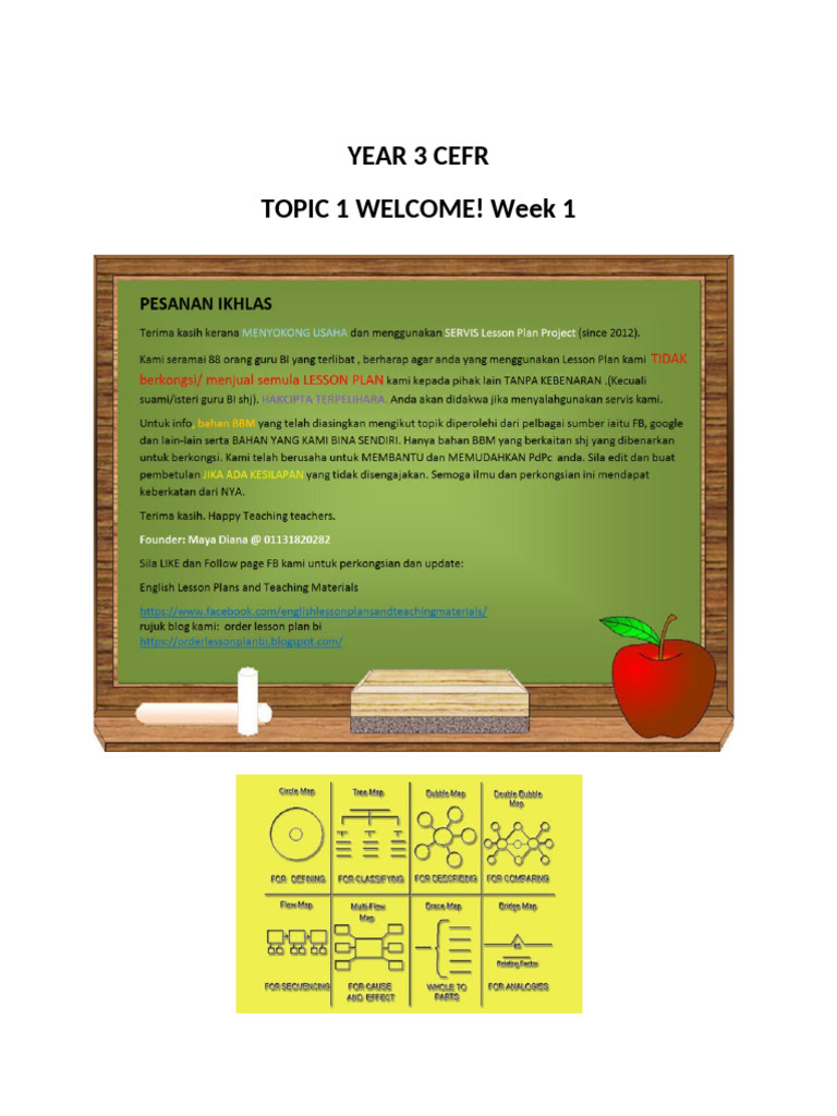 YEAR 3 CEFR WEEK 1 Unit 1 WELCOME | PDF | Lesson Plan | Learning