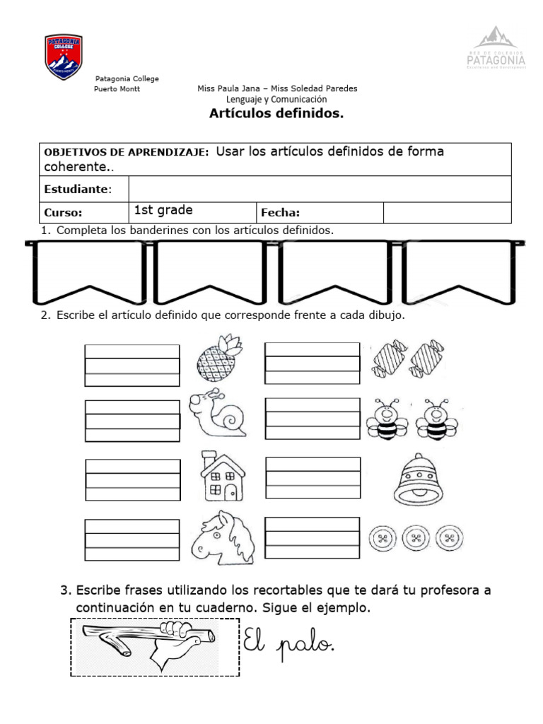 Ficha Artículos Definidos. | PDF