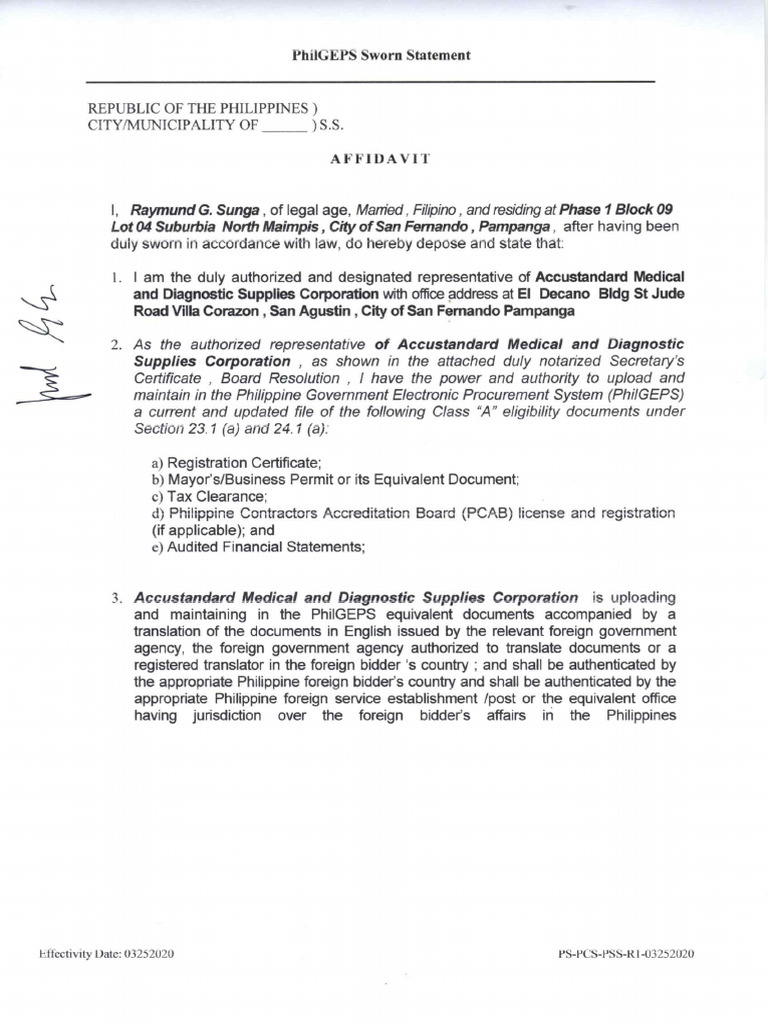 Philgeps Sworn | PDF