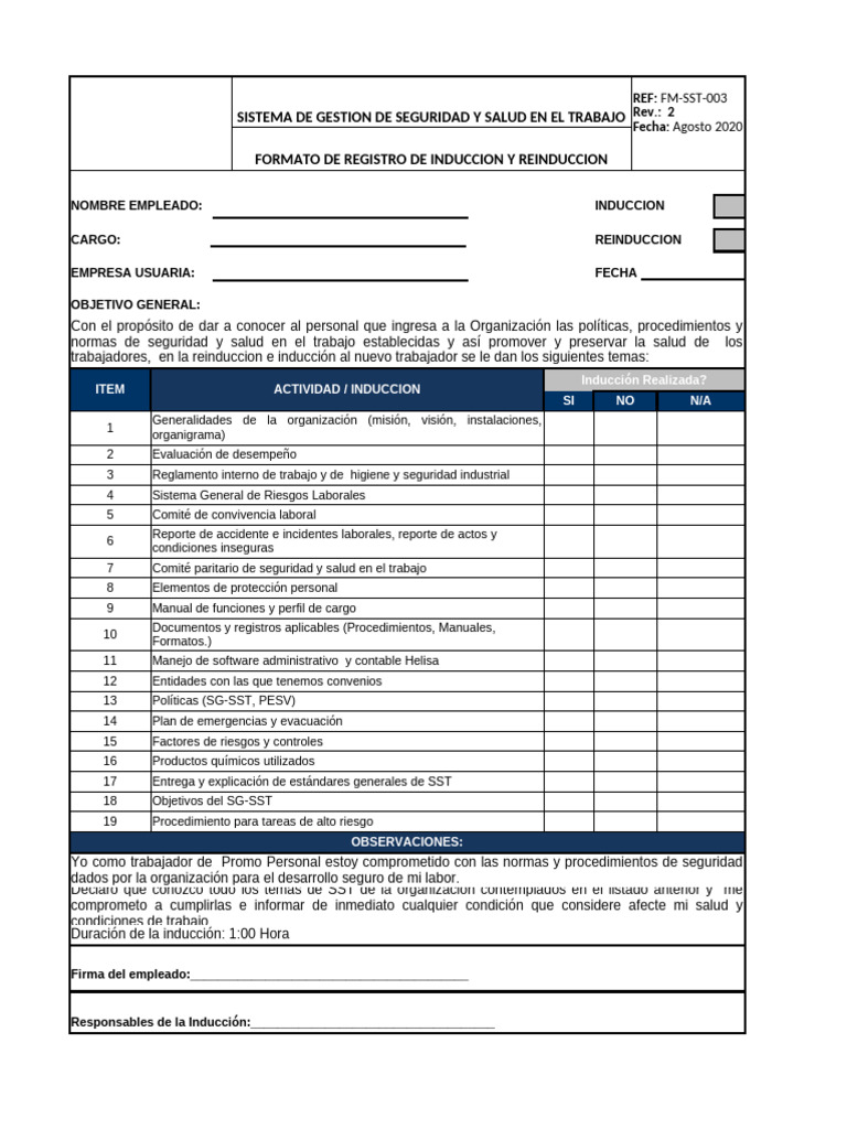Formato_de_Registro_de_Induccion_y_Reinduccion | PDF | Valores